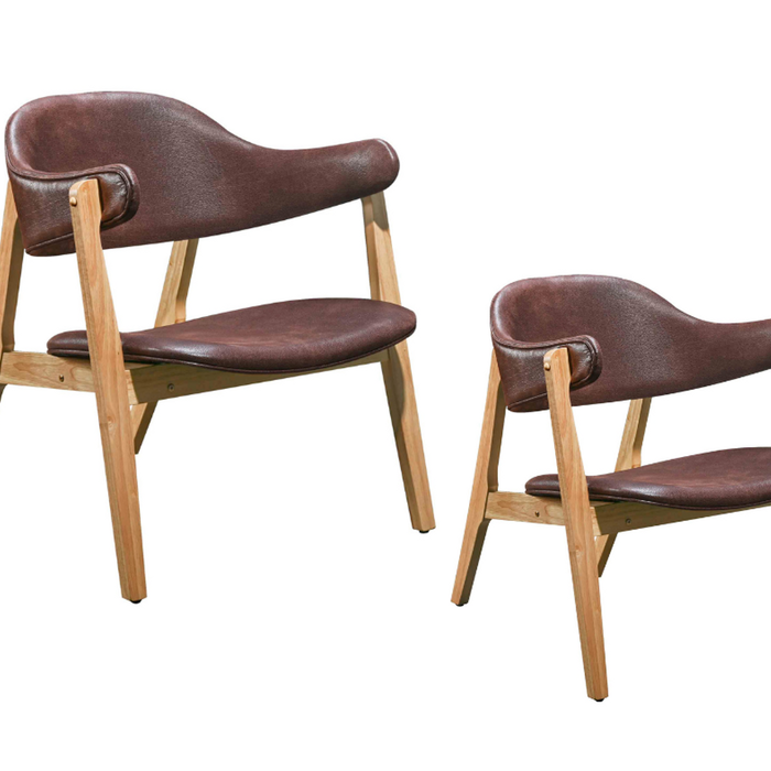 Angela Lounge Chair set of 2 - Dark Chocolate Upholstery and Natural ...