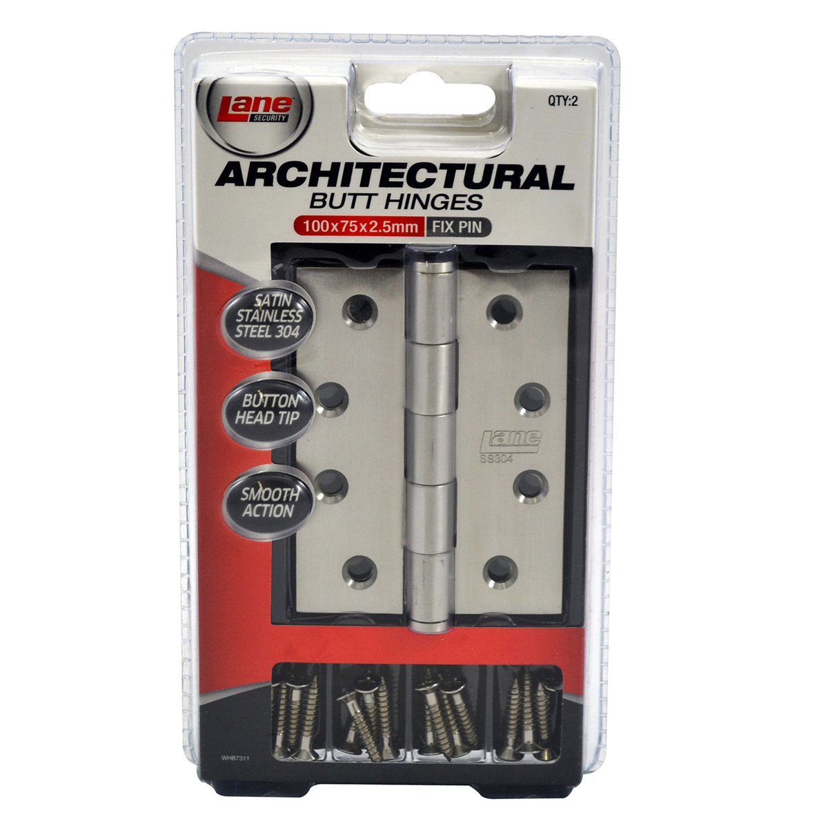 Lane Security 100mm Satin Stainless Steel Architectural Fixed Pin Butt ...