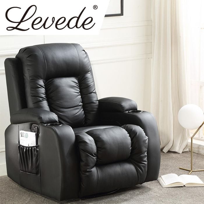Levede Recliner Massage Chair PU Leather 360 Degree Swivel 8 points heated Bunnings Australia