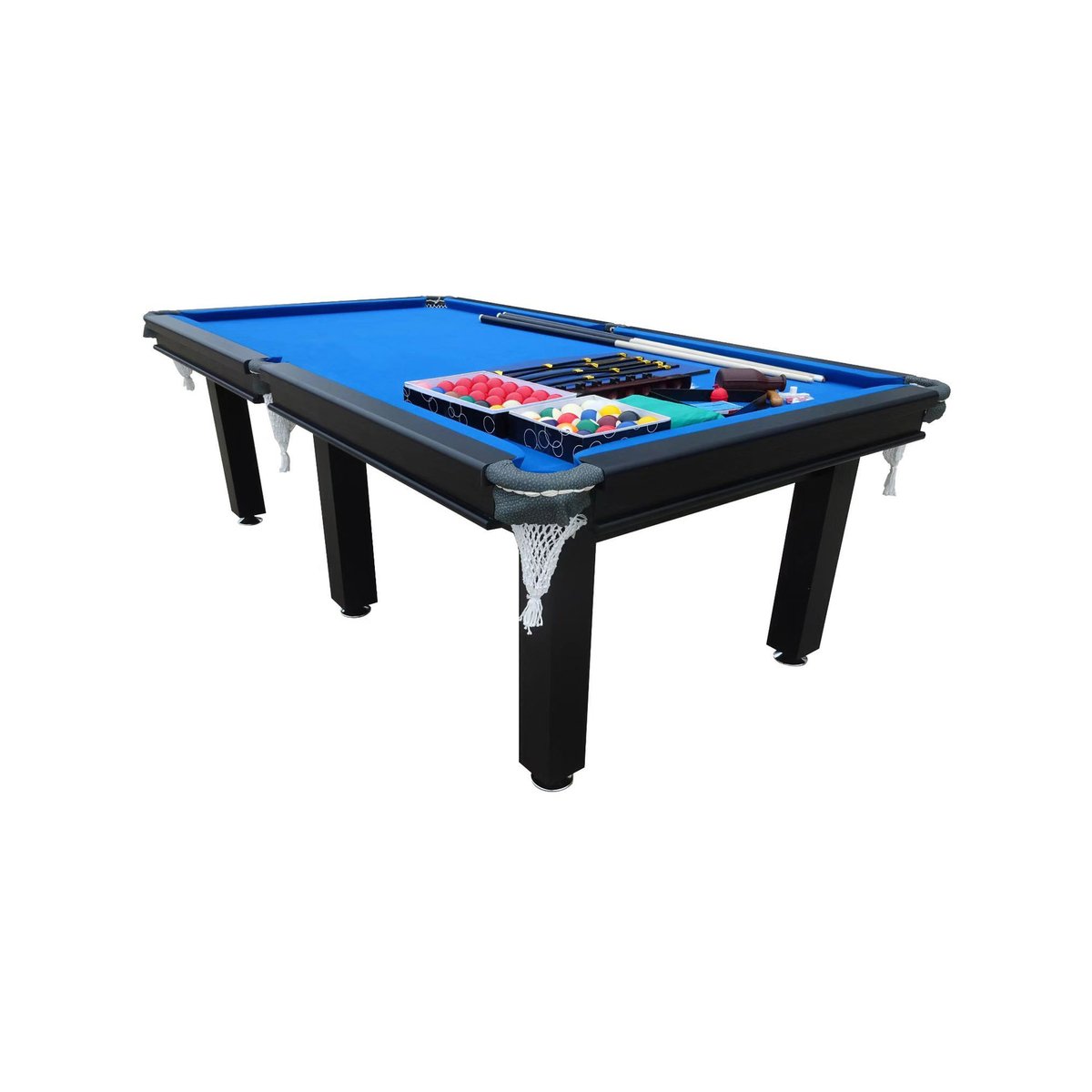 Pool Table 8FT Snooker Billiard Table 25mm Table Top With Net Pockets ...