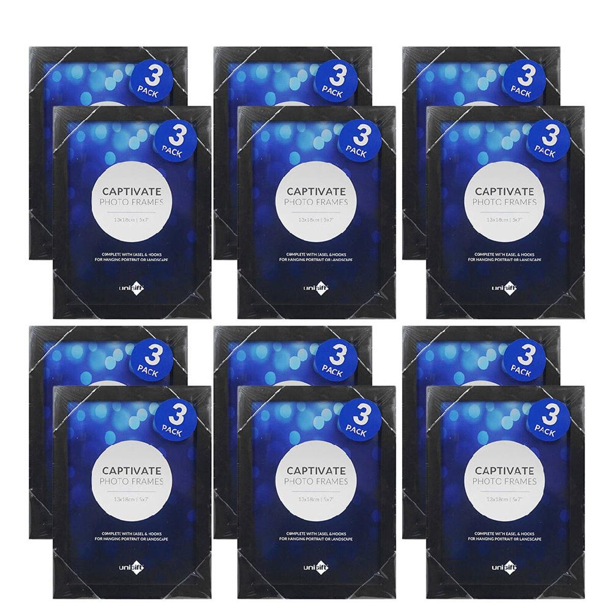 12PK 3pc Unigift 13x18cm Captivate Glass Photo Frame Assorted - Black ...
