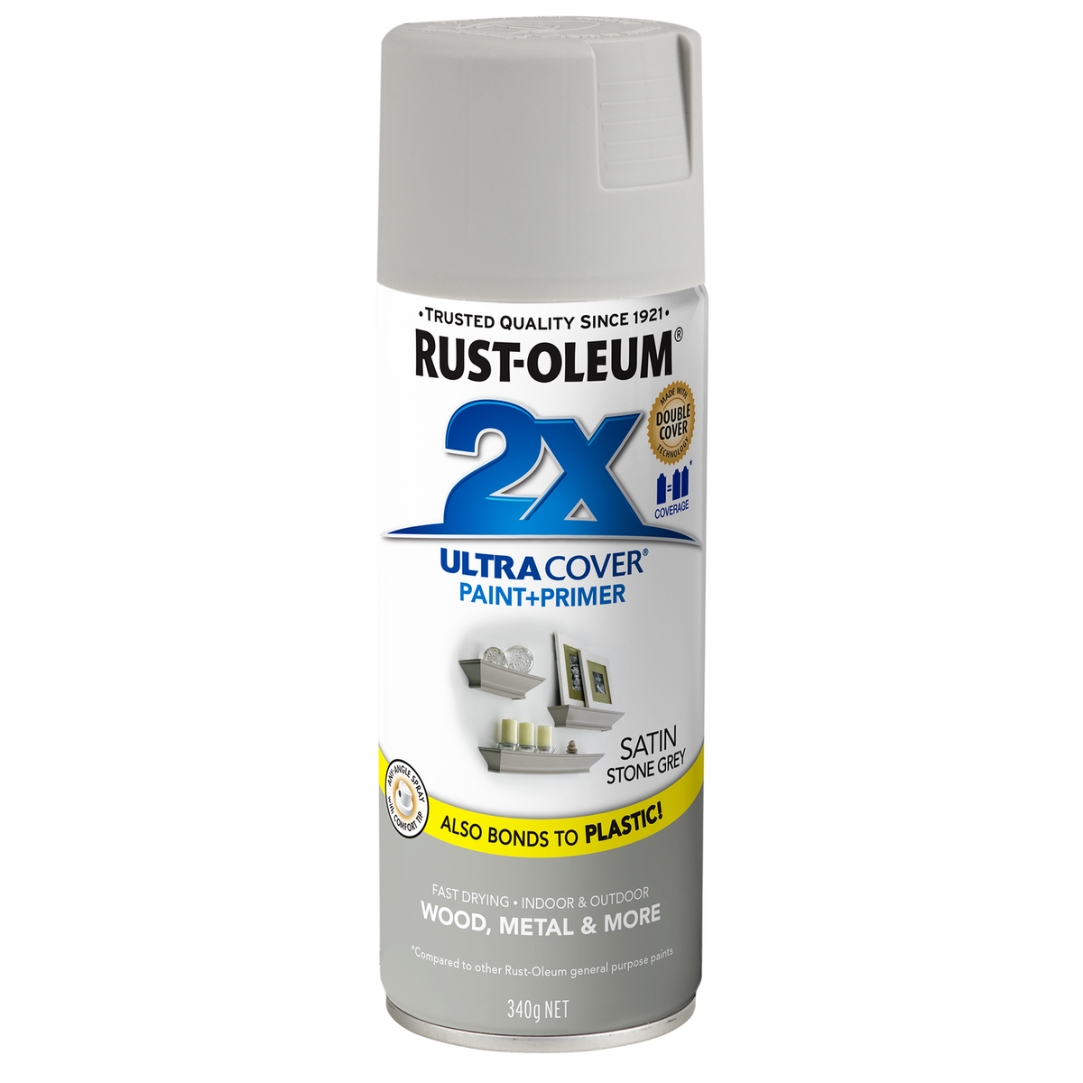 Rust-Oleum 340g Stone Grey Satin 2X Ultra Cover Spray Paint - Bunnings ...