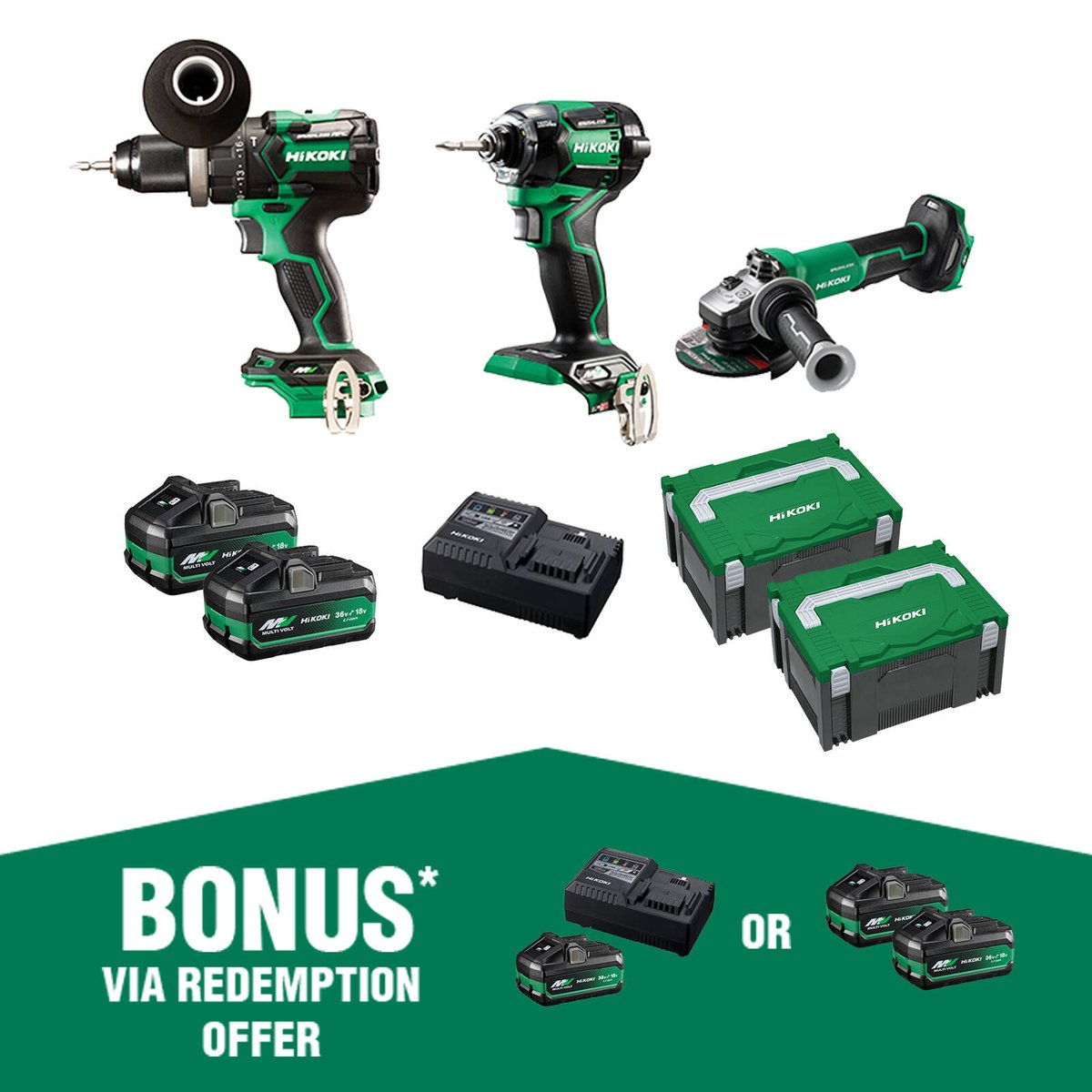 HiKOKI 36V Brushless 3 Piece Combo Kit KC36DDBL3(HRZ) - Bunnings Australia