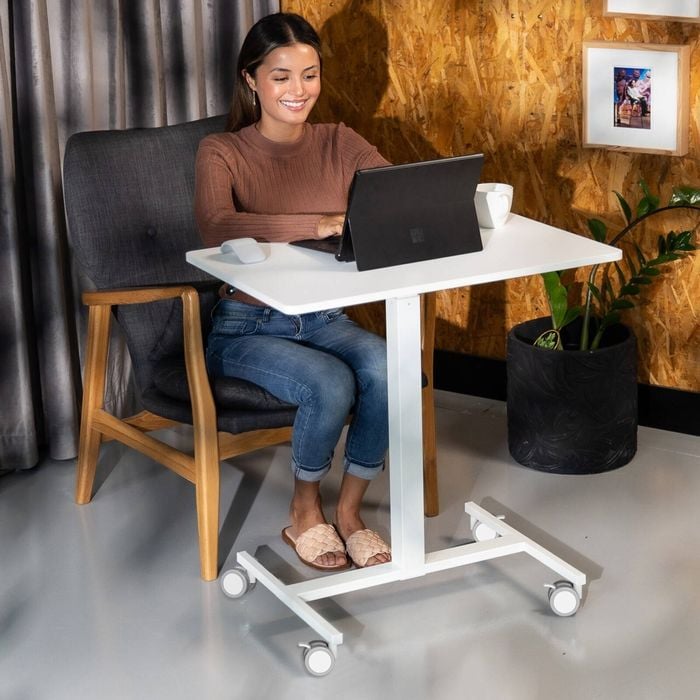 Altus Height Adjustable Mobile Desk with Wheels Portable Office and ...