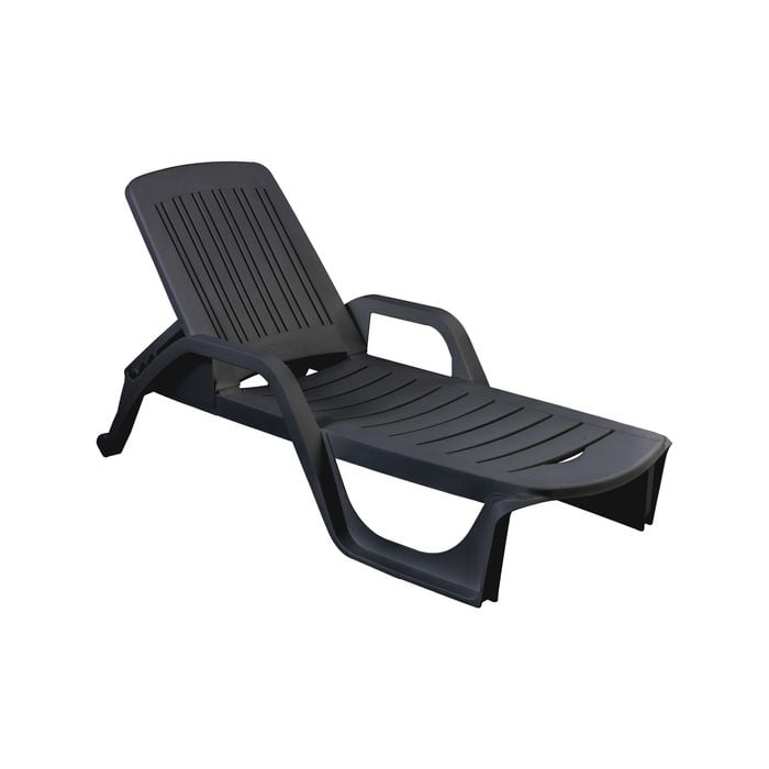 Marquee 190 x 71 x 46cm Tulum Fixed Sunlounge - Anthracite - Bunnings ...