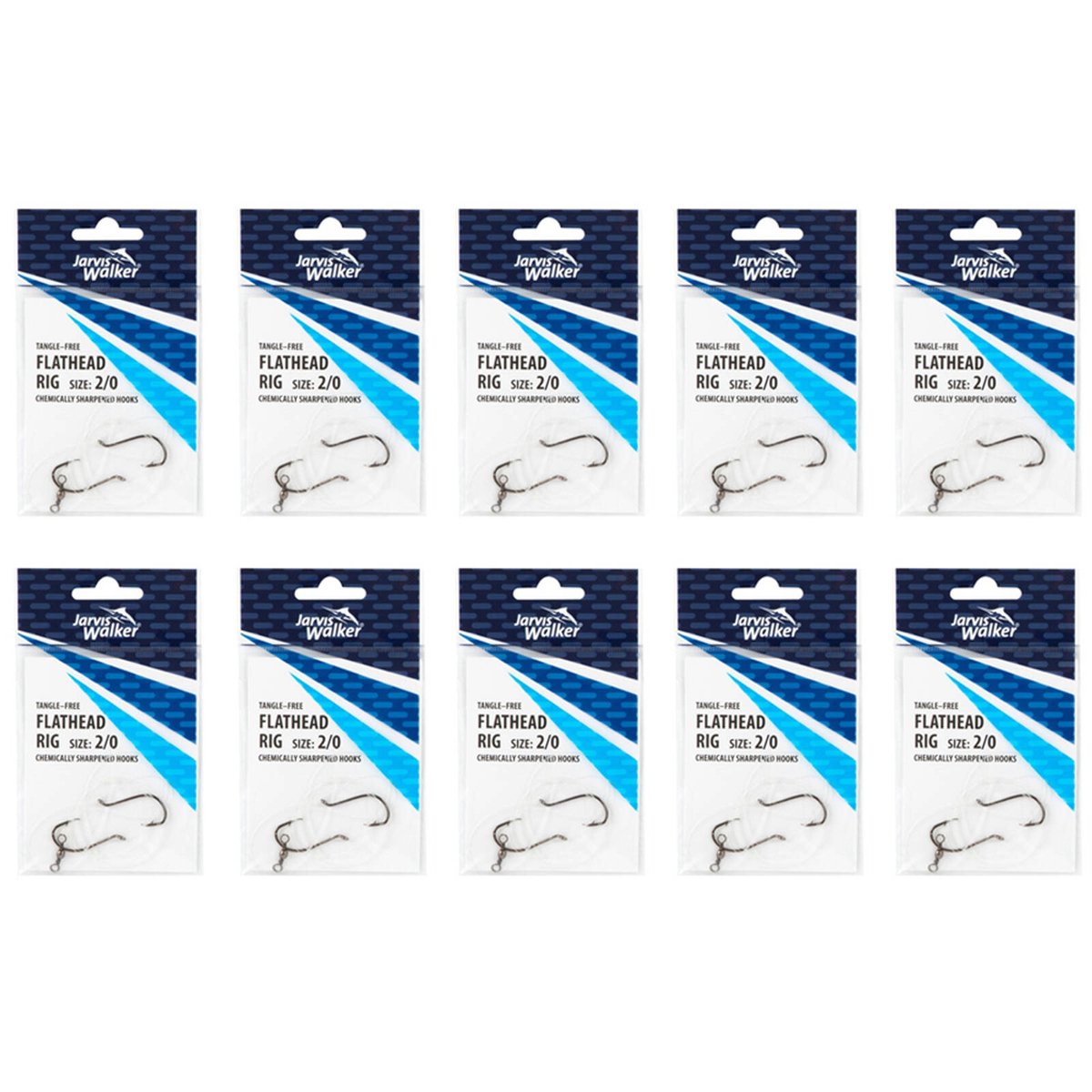10x Jarvis Walker Tangle Free Flathead Rig Hooks Size 2/0 - Bunnings ...