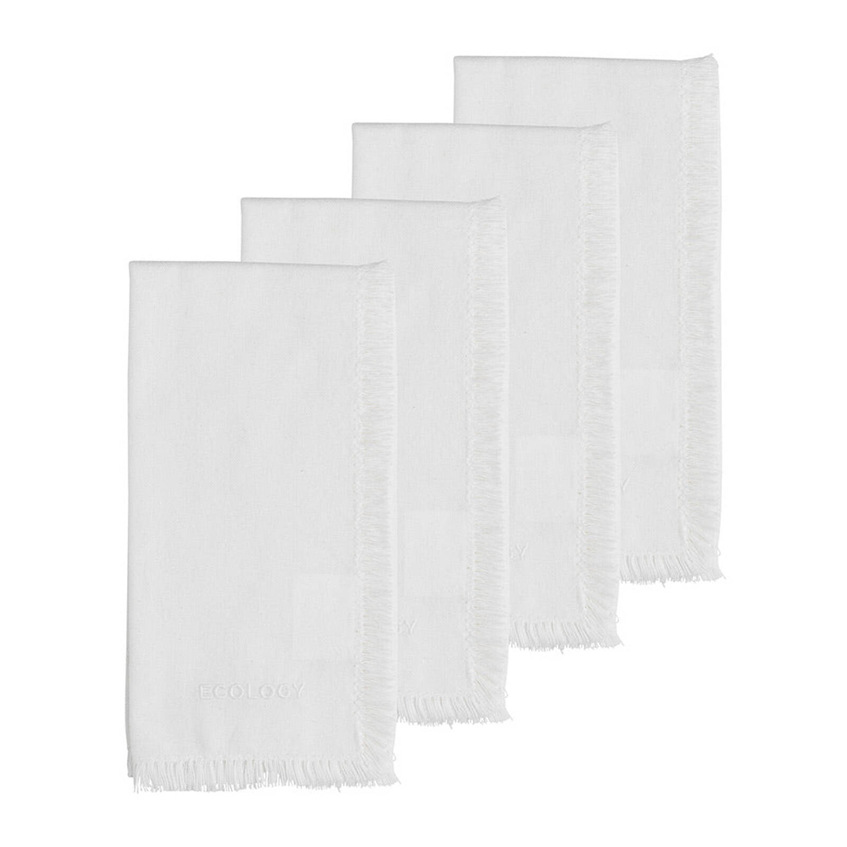 Ecology Fray Set of 4 Napkins - White - Bunnings Australia