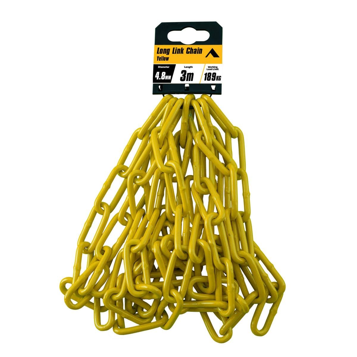Pinnacle 4.8mm x 3m Yellow Long Link Chain - Bunnings Australia