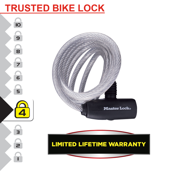 Master Lock 1.8m x 8mm Bike Keyed Lock - Bunnings Australia
