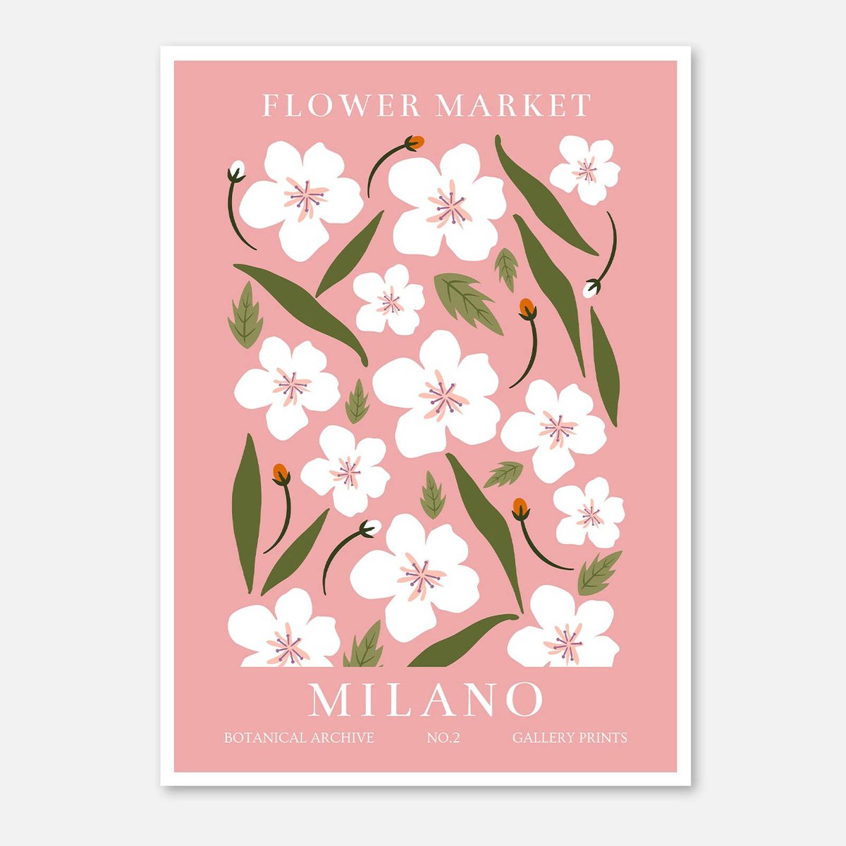 Galrie Milano Flower Market Vintage Botanical Print - Elegant Art for ...