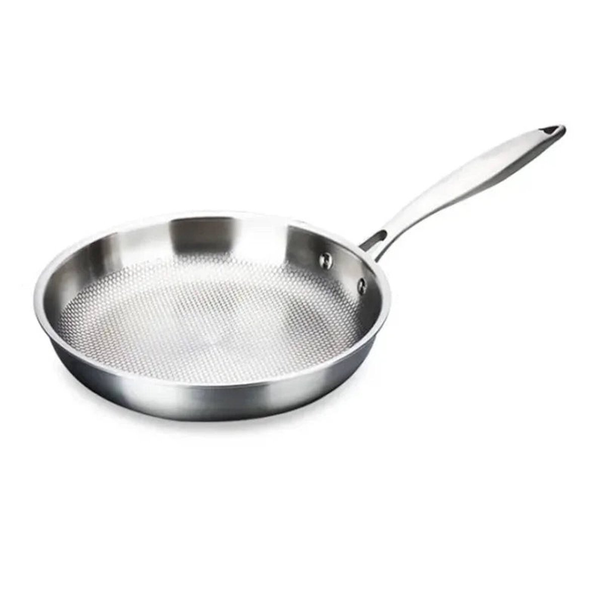NNEOBA 30cm 304 Stainless Steel Wok Frying Pan Nano Non-Stick Silver ...