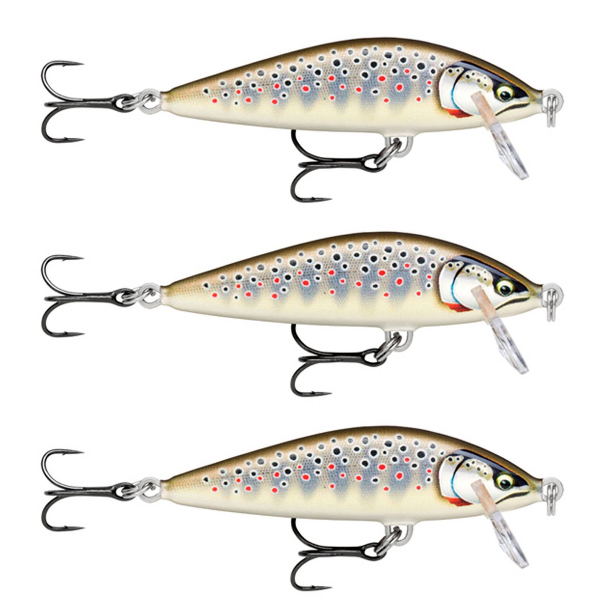 3x Rapala 7.5cm Countdown Sink Hardbody Balsa Fishing Lures -Gilded Brown Trout - Bunnings Australia