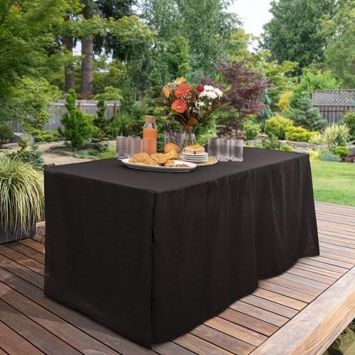 Marquee 1830x760x740mm Trestle Table Tablecloth Black - Bunnings New ...
