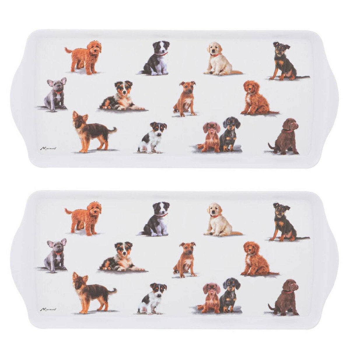 2PK Ashdene Puppy Love Puppies Sandwich Tray 38x16.5cm - White ...