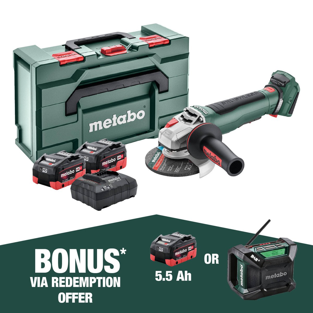 Metabo 18V WPB 18 LT BL 11-125 Quick Angle Grinder Kit - Bunnings Australia