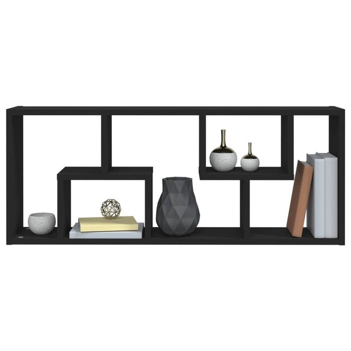 vidaXL Wall Shelf Black Engineered Wood Hanging Floating Cabinet ...