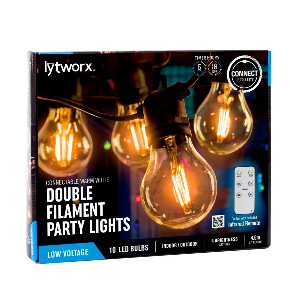 Lytworx 10 Warm White Connectable Double Filament LED Party Lights ...