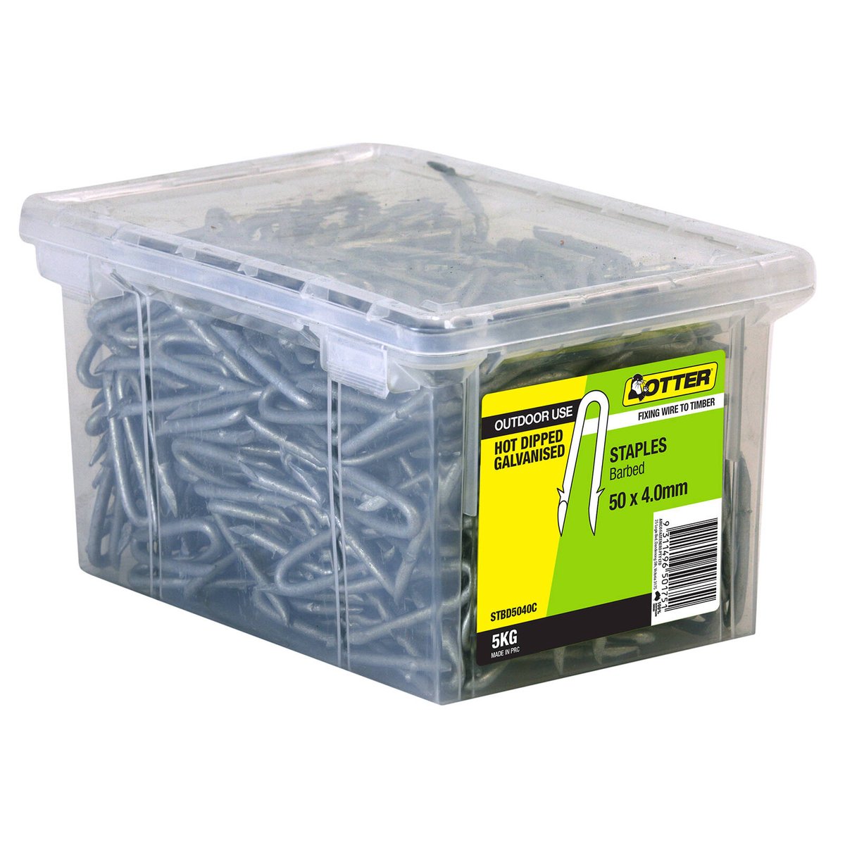 OTTER 5kg 50mm Galvanised Barb Staples Tub - Bunnings Australia