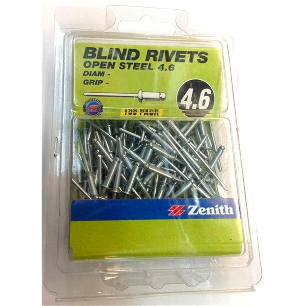 Zenith Blind Rivet Open Steel 1/8"D x 3/16"G 100pk - Bunnings New Zealand