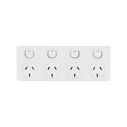 DETA Four Outlet Power Point - White - Bunnings Australia