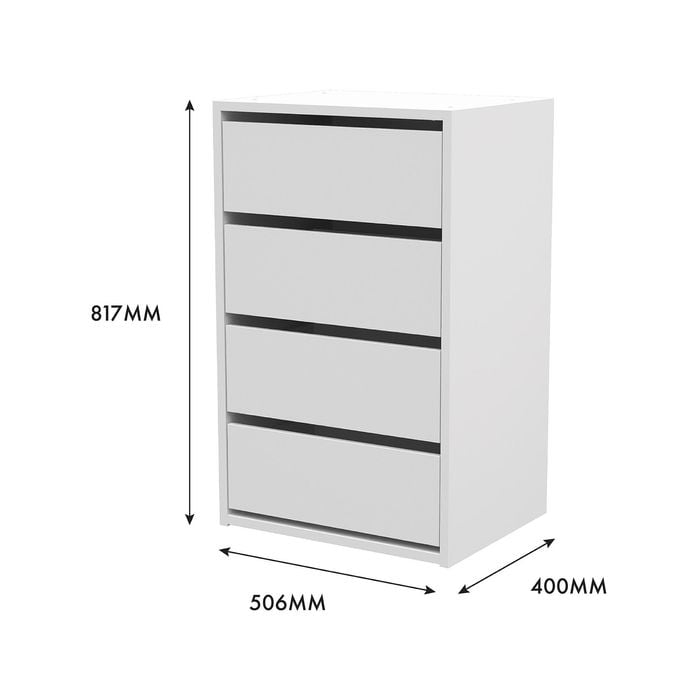 Flexi Storage Wardrobe 400mm White Matte 4 Drawer Unit - Bunnings Australia