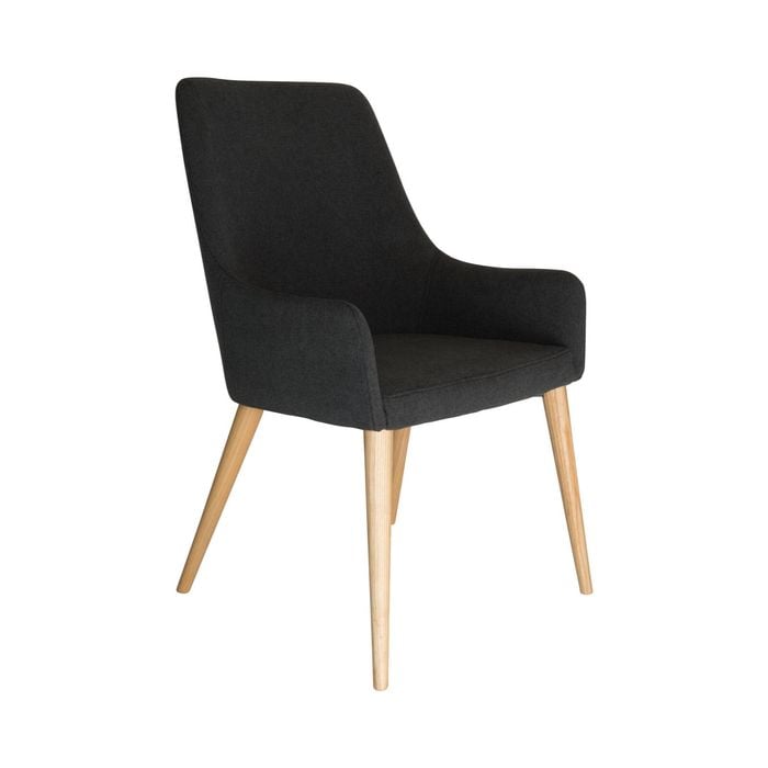SKDL Rio Dining Chair Dark Grey Fabric Natural Legs - Bunnings Australia