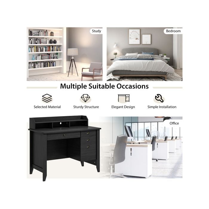 Costway Computer Desk Workstation Writing Study /Shelf Black - Bunnings ...