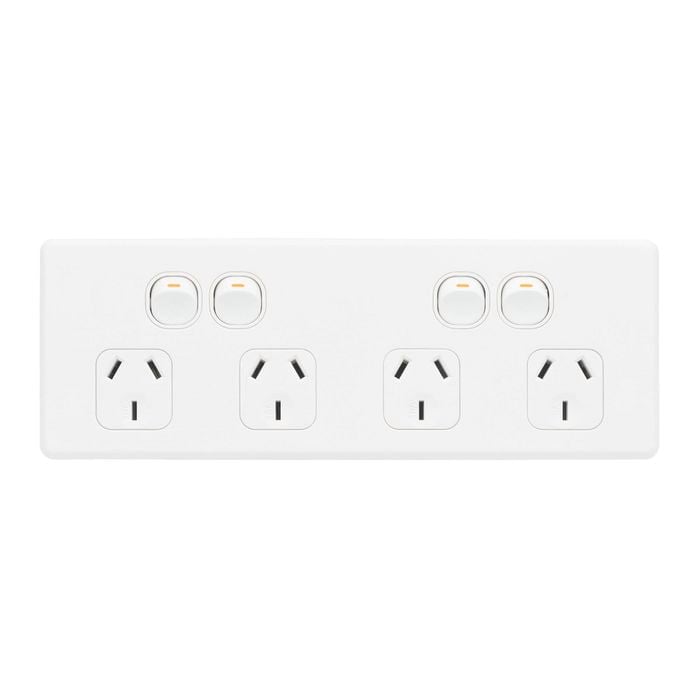 DETA White Matt S-Line Quad Power Point - Bunnings Australia