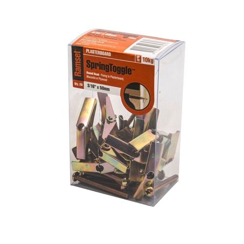 Ramset 3/16 x 50mm Round Spring Toggles - 20 Pack - Bunnings Australia