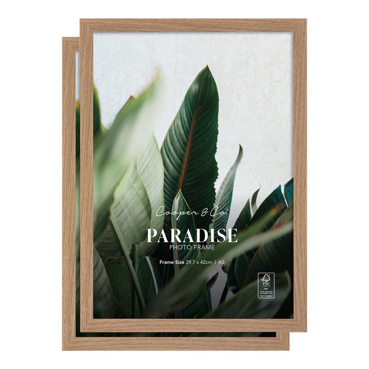 Cooper & Co. Set Of 2 29.7x42cm Oak Premium Paradise Wooden Photo Frame ...
