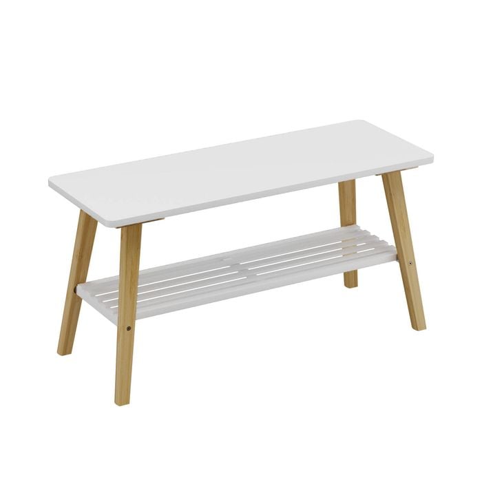 Flexi Storage Living White & Bamboo Shoe Bench - Bunnings Australia