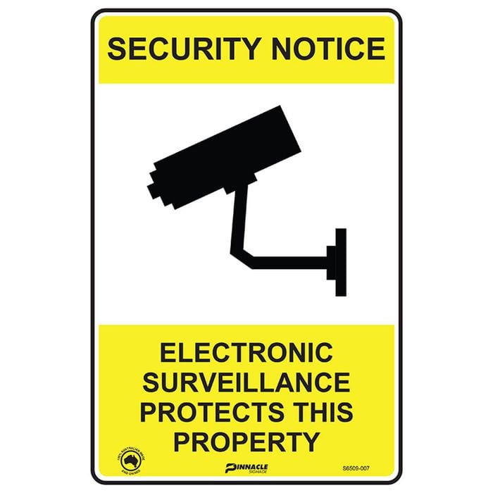 Pinnacle 300 x 200mm Metal Security Notice Electronic Surveillance Sign ...