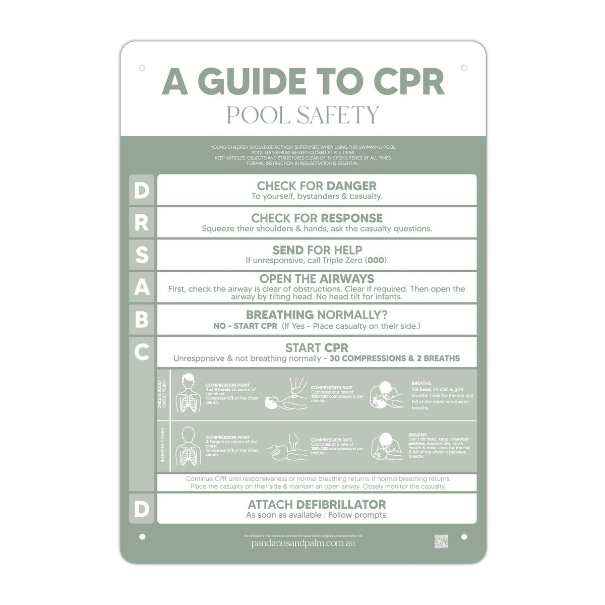 Designer Pool CPR Safety Sign Green - Bunnings Australia
