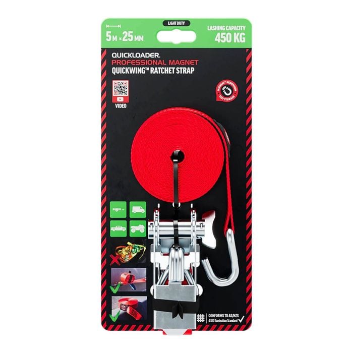 Quickloader Ratchet Tie Down Strap Hybrid 5m 450kg - Bunnings Australia