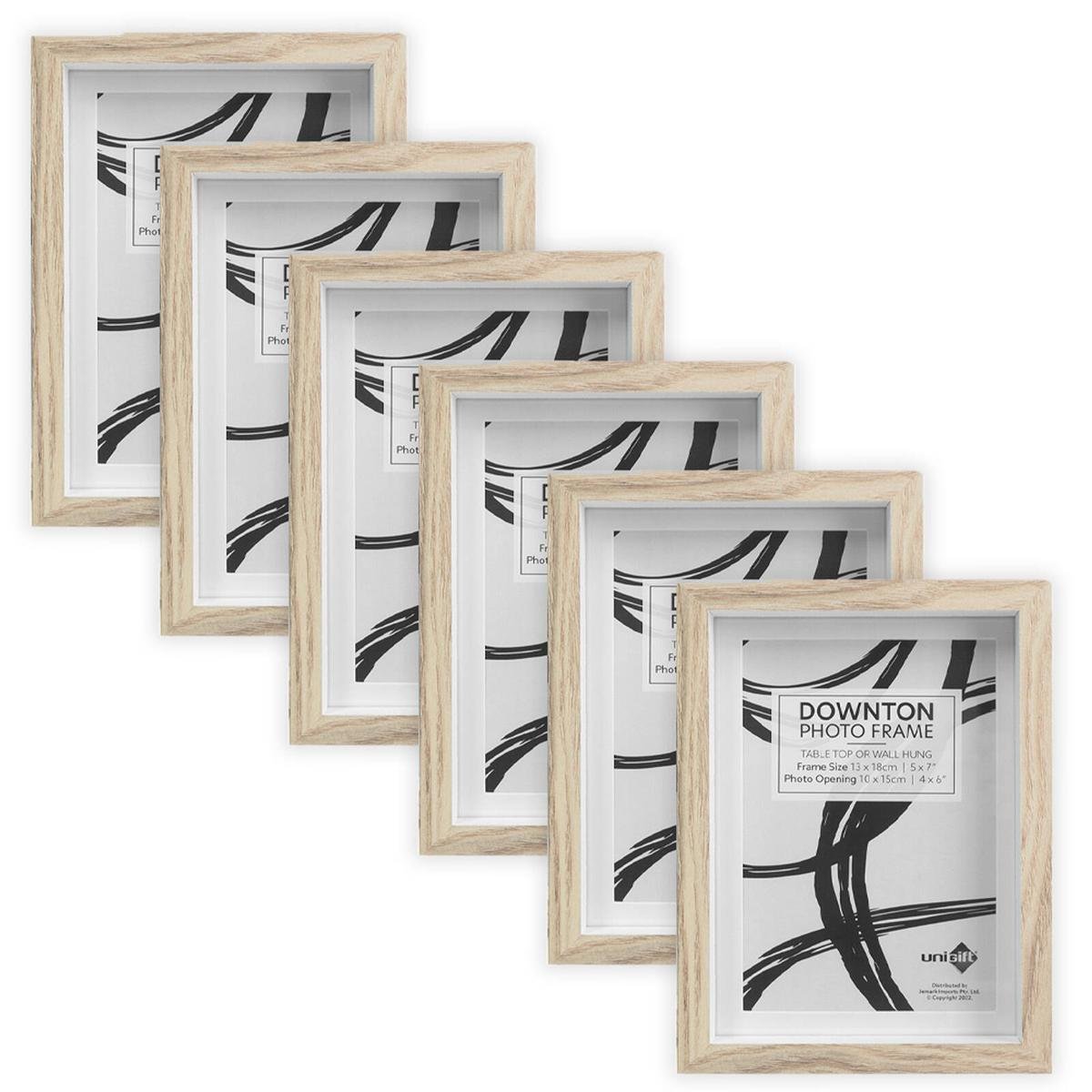 6PK Unigift Downton 13x18cm MDF/Glass Matt Picture Frame - Natural ...