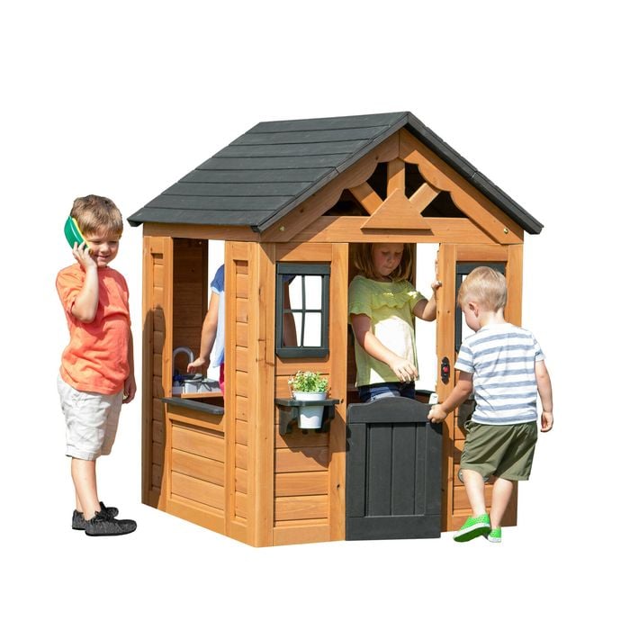 Backyard Discovery Sweetwater Cedar Wood Kids Outdoor Cubby House with ...