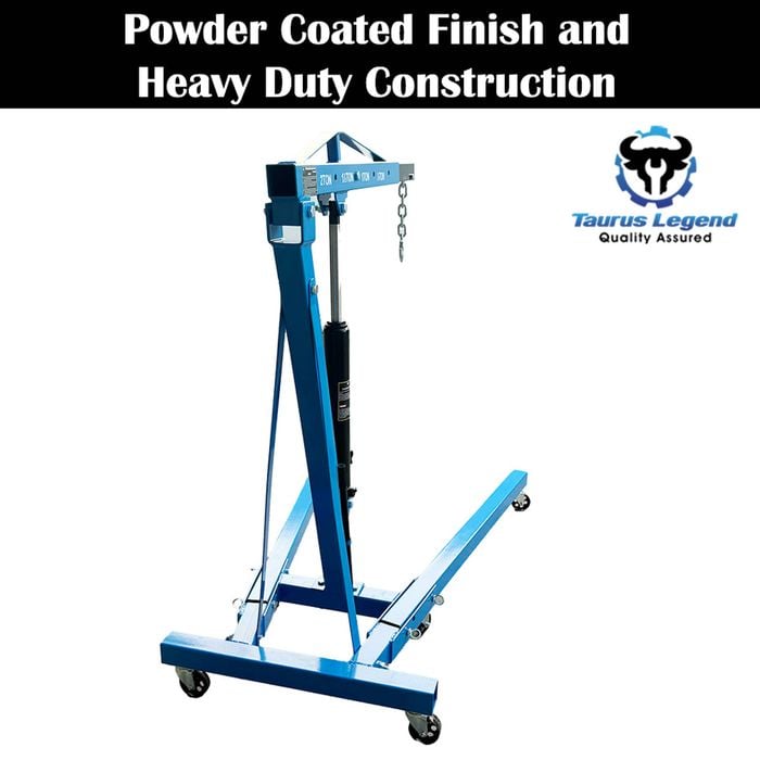 Taurus Legend 2000kg Foldable Engine Crane Blue - Bunnings Australia