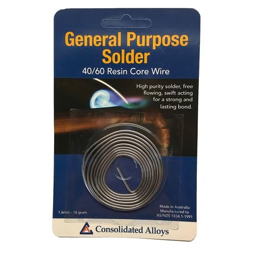 Consolidated Alloys 1.6mm x 16g Resin Core 40/60 Solder Hobby Pack ...