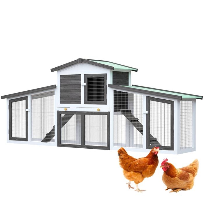 Advwin Wooden Rabbit Hutch Chicken Coop 204x45x85cm Chicken Run Coop ...