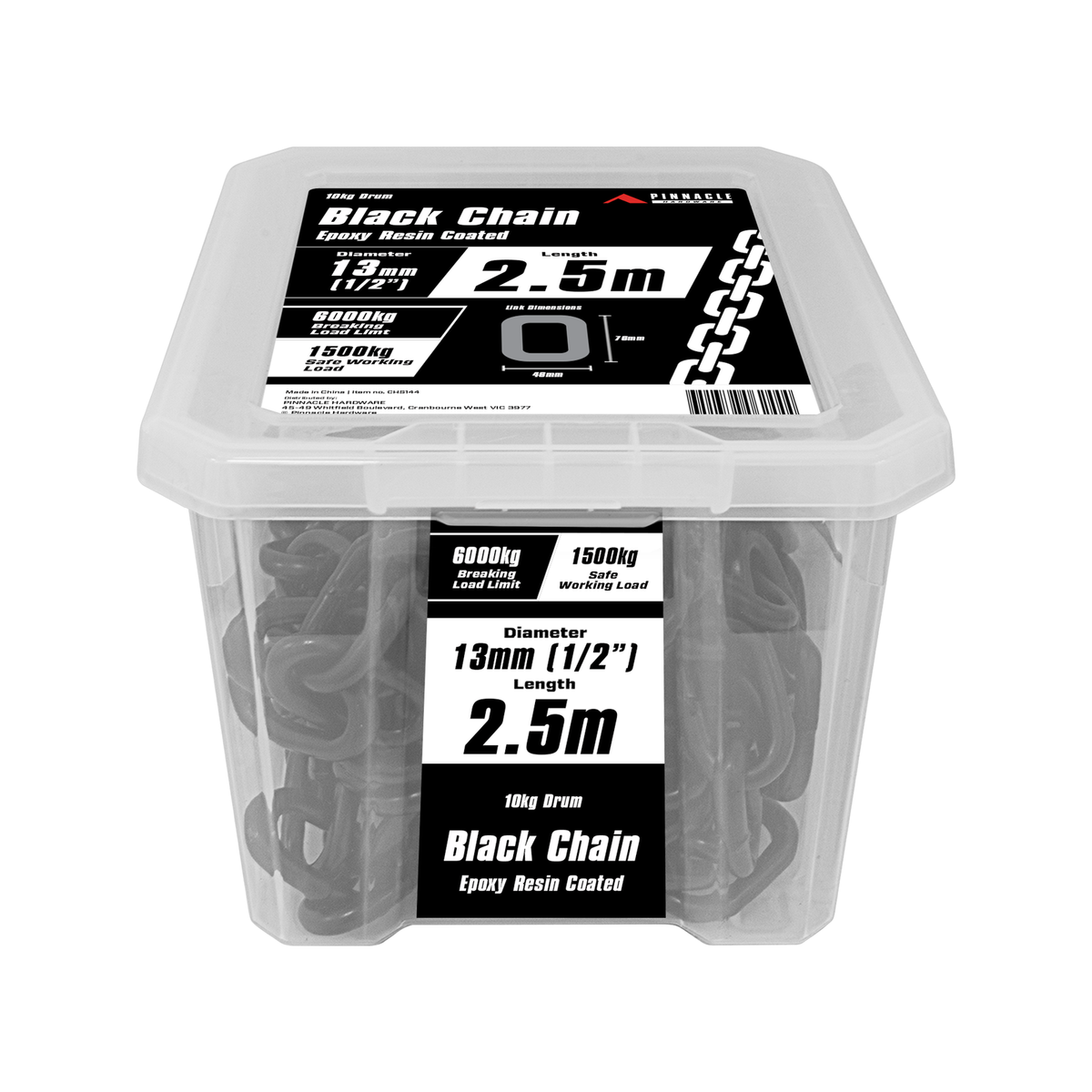 Pinnacle 13mm 1/2" x 2.5m Black Chain - Bunnings Australia