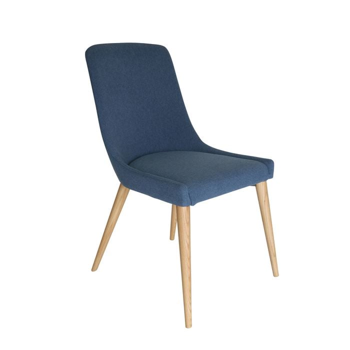SKDL Dakota Dining Chair Blue Fabric Natural Legs - Bunnings Australia