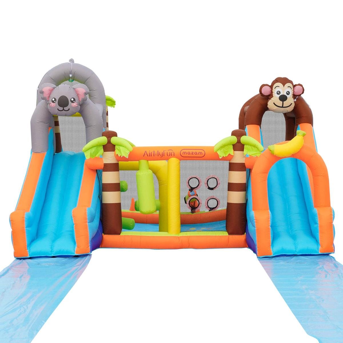 AirMyFun Inflatable Castle 12 Play Zones Dual 5M Water Slide Animal ...