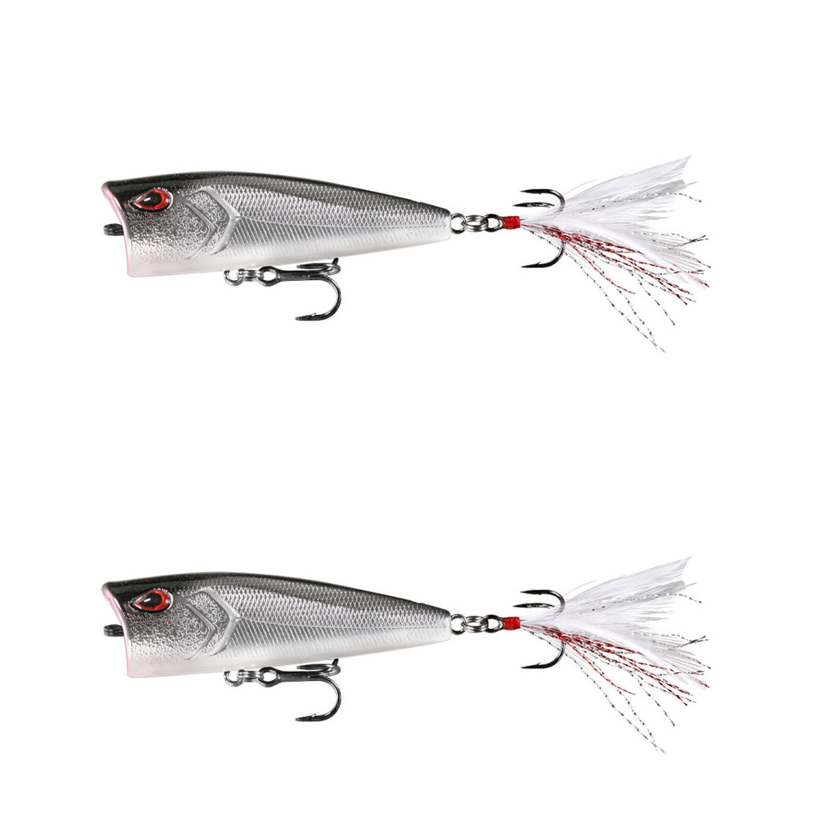 2x 13 Fishing 75mm Poppy Mc Pop Face Topwater Popper Lures - Chrome ...