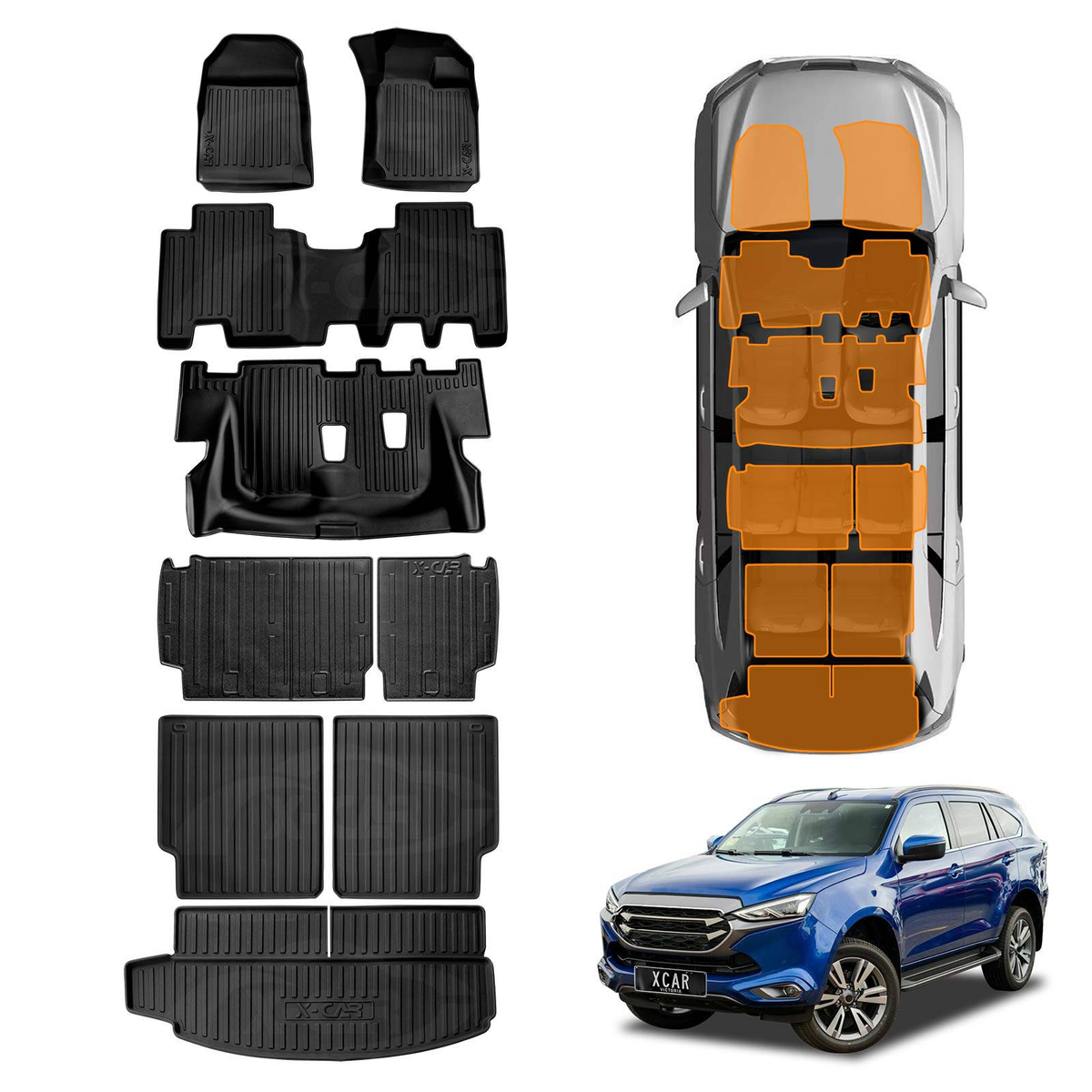 3D Floor Mats Boot Liner Set for Isuzu MU-X MUX 2022-Onwards All ...