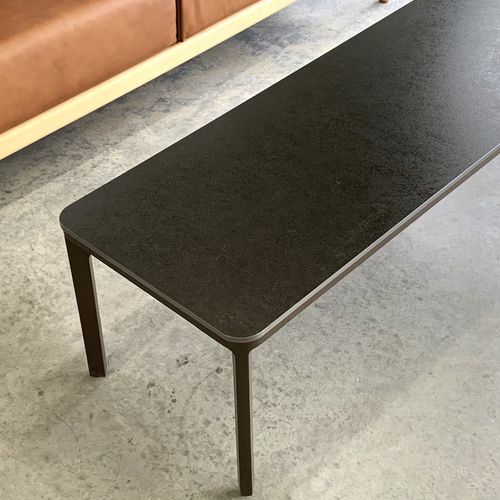 Minimalist Indoor Slim Coffee Table Rectangular Premium Porcelain Oxide Black / Bronze ...