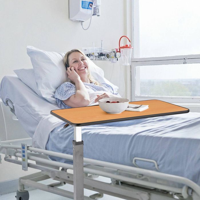 Altus Overbed Table Gas Lift mechanism Steel Frame Laminate Top Timber ...