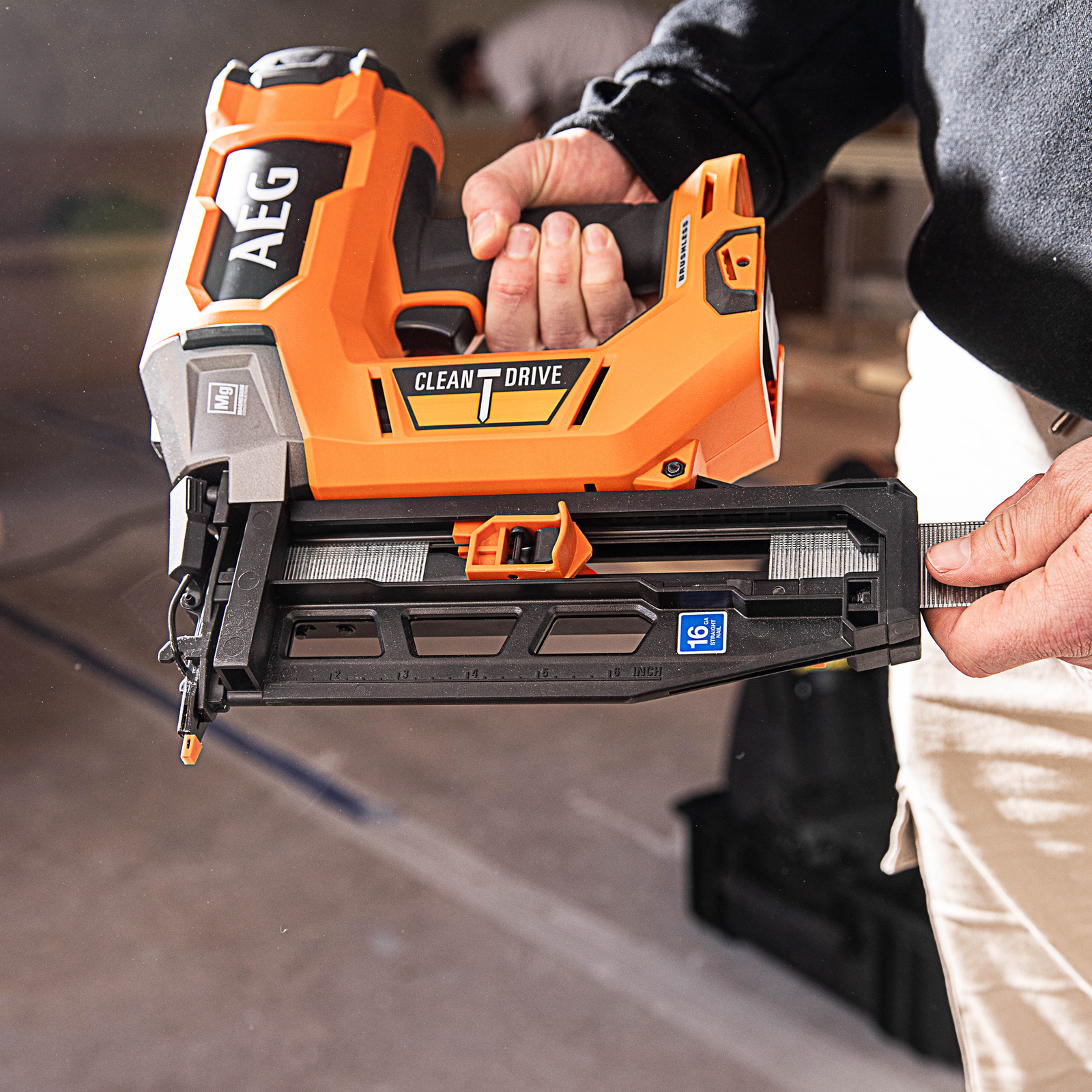 AEG 18V Brushless 16GA Straight C Brad Nailer Skin Only Bunnings New Zealand