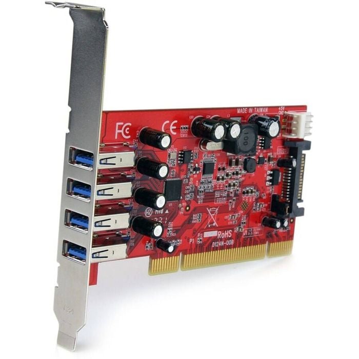 StarTech.com USB Adapter - PCI - Plug-in Card - Red - TAA Compliant - 4 ...