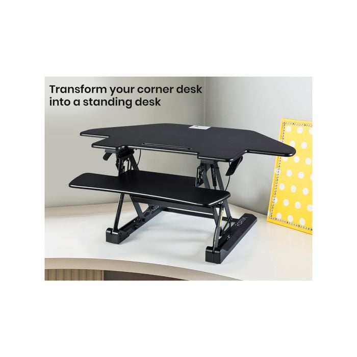 FORTIA Corner Desk Riser 110cm Wide Adjustable Sit to Stand for Dual ...