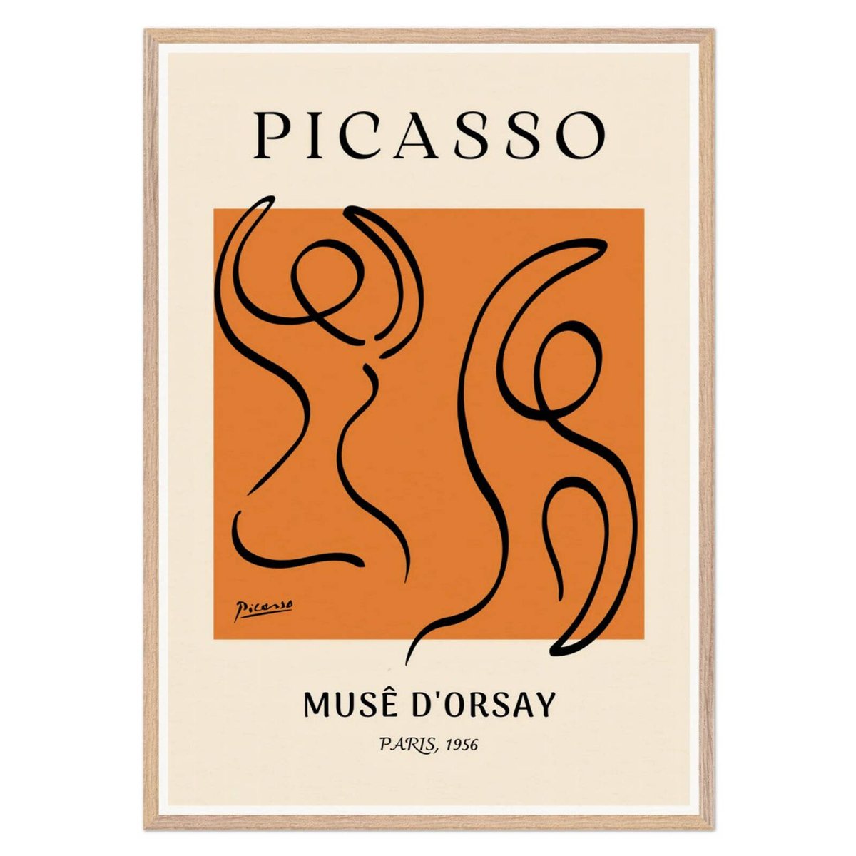 Picasso's Minimalist Line Art Print - Elegant 1956 Musee d'Orsay Artwork, Wood Frame, A1 60 x ...